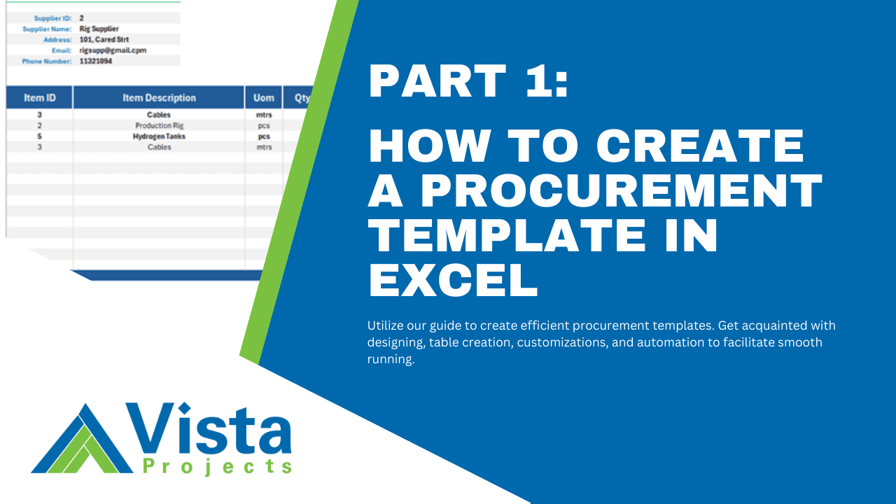 Create a Procurement Template in Excel | Vista Projects